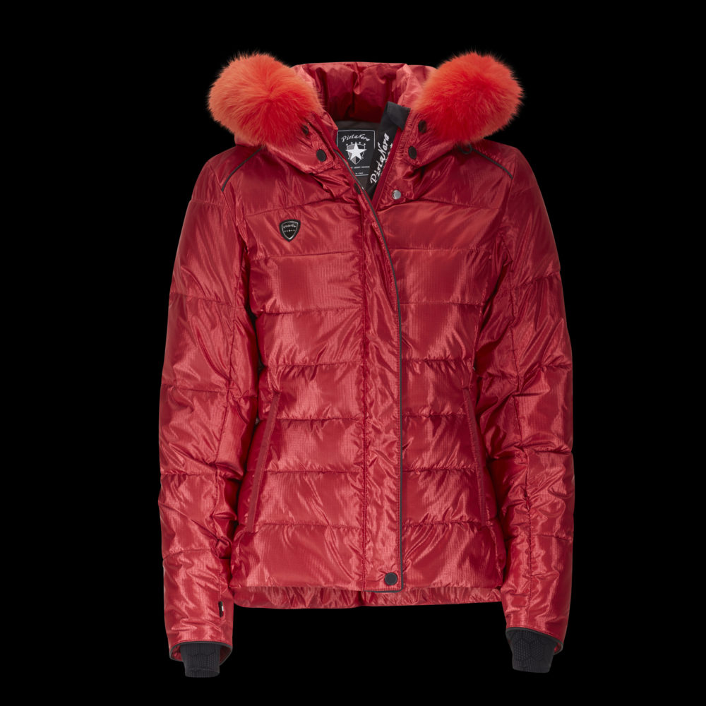 Shop PistaNera | STRA D red metal fox down jacket
